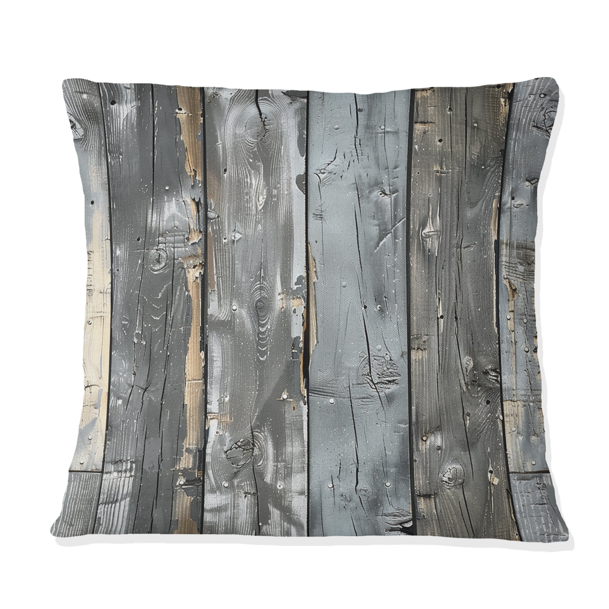 Design Art Grey Distressed Wood - Transitional Throw Pillow | Wayfair