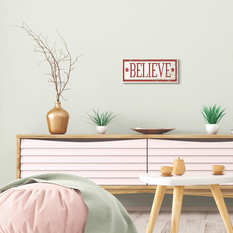 The Holiday Aisle® 'Believe Sign' Textual Art | Wayfair