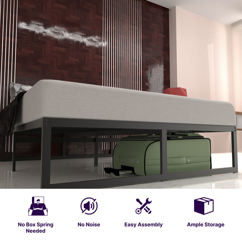 Nap Queen NapQueen Alpha New Metal Platform Bed Frame, Mattress ...