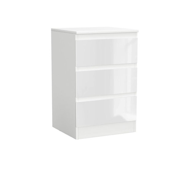 17 Stories Gloss 3 Drawer Skagen High Wooden Bedroom Chest Cabinet No ...