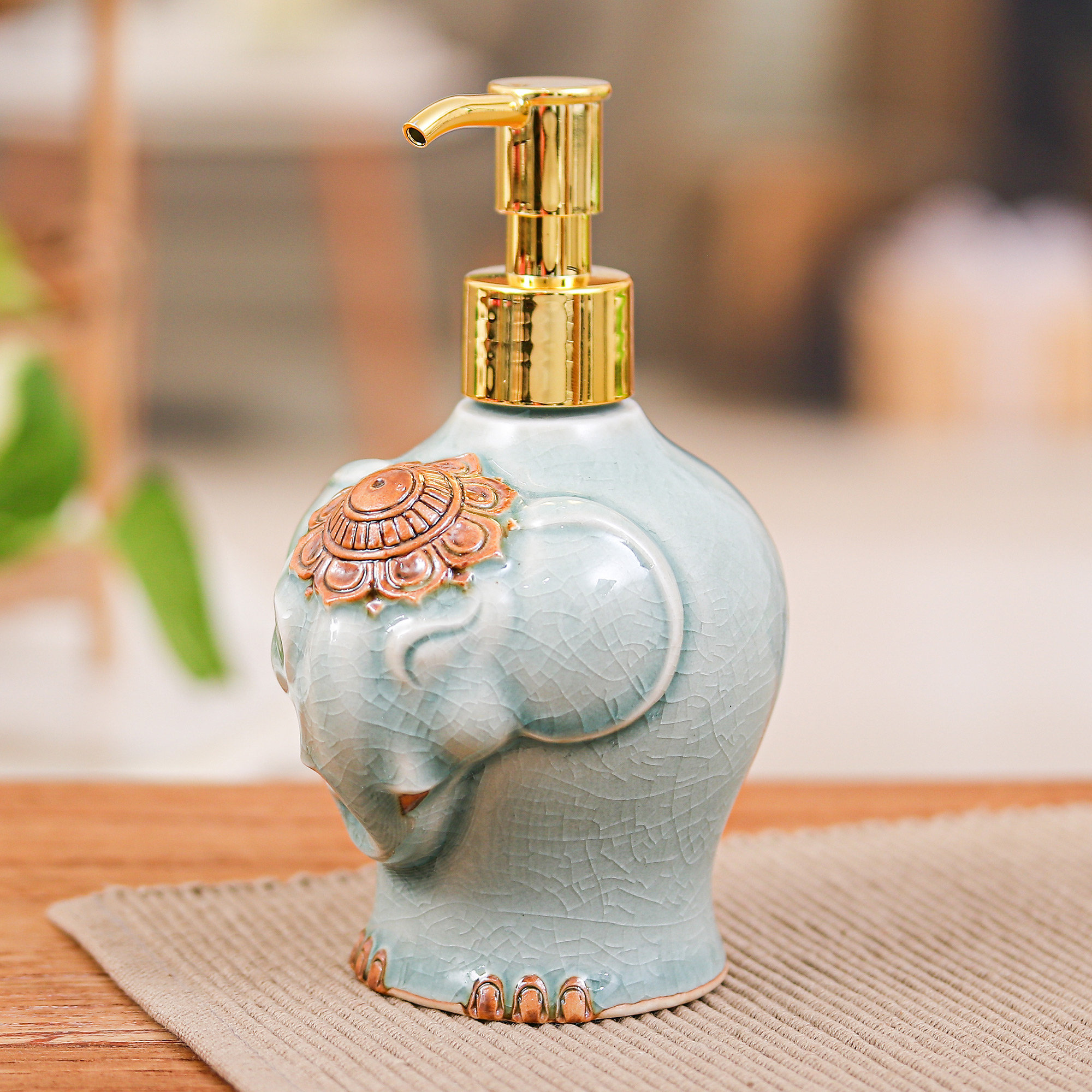 House of Hampton® Handmade Misty Elephant Ceramic Soap Dispenser | Wayfair