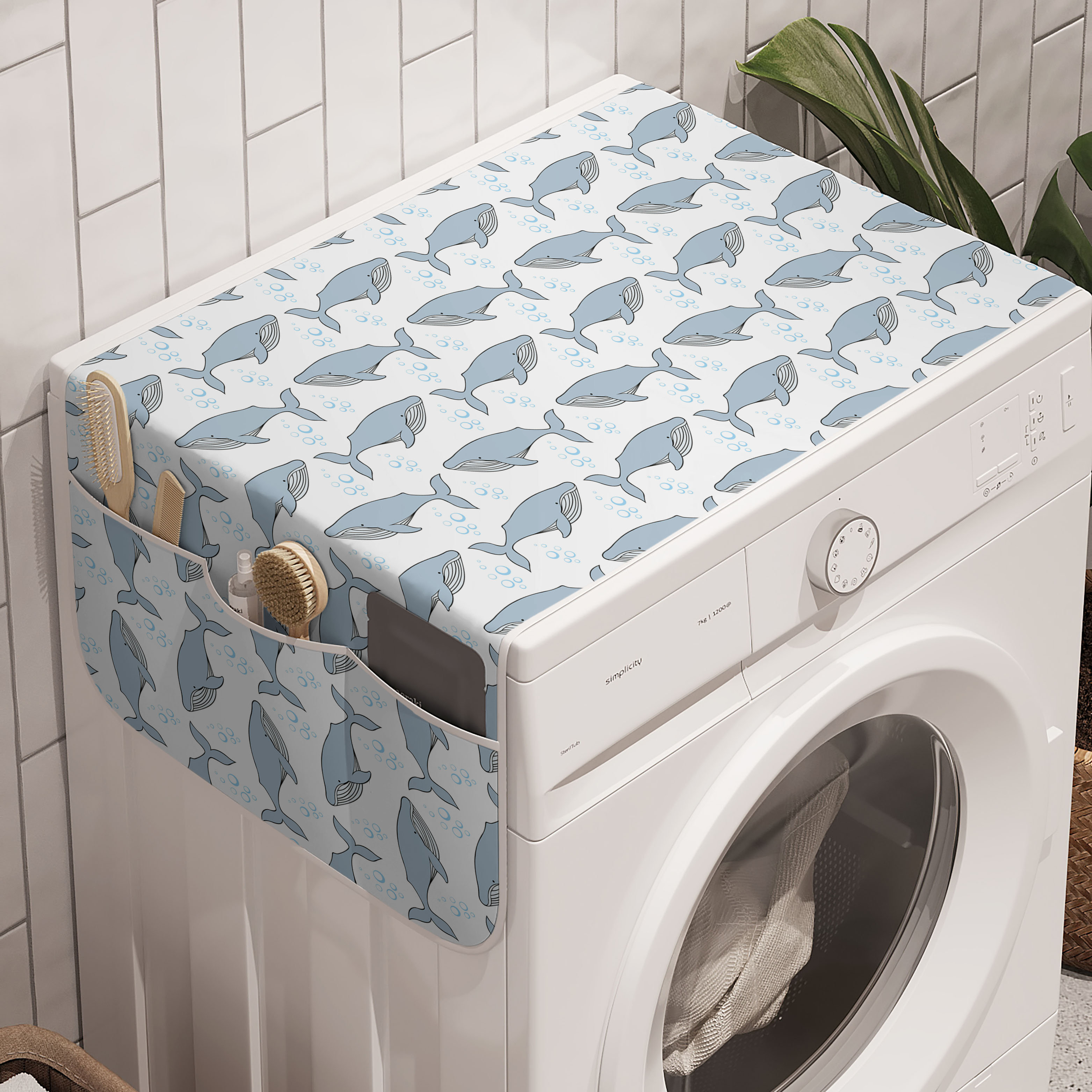 East Urban Home Whale Washing Machine Organizer Pack of 2 47" x 18.5 ...