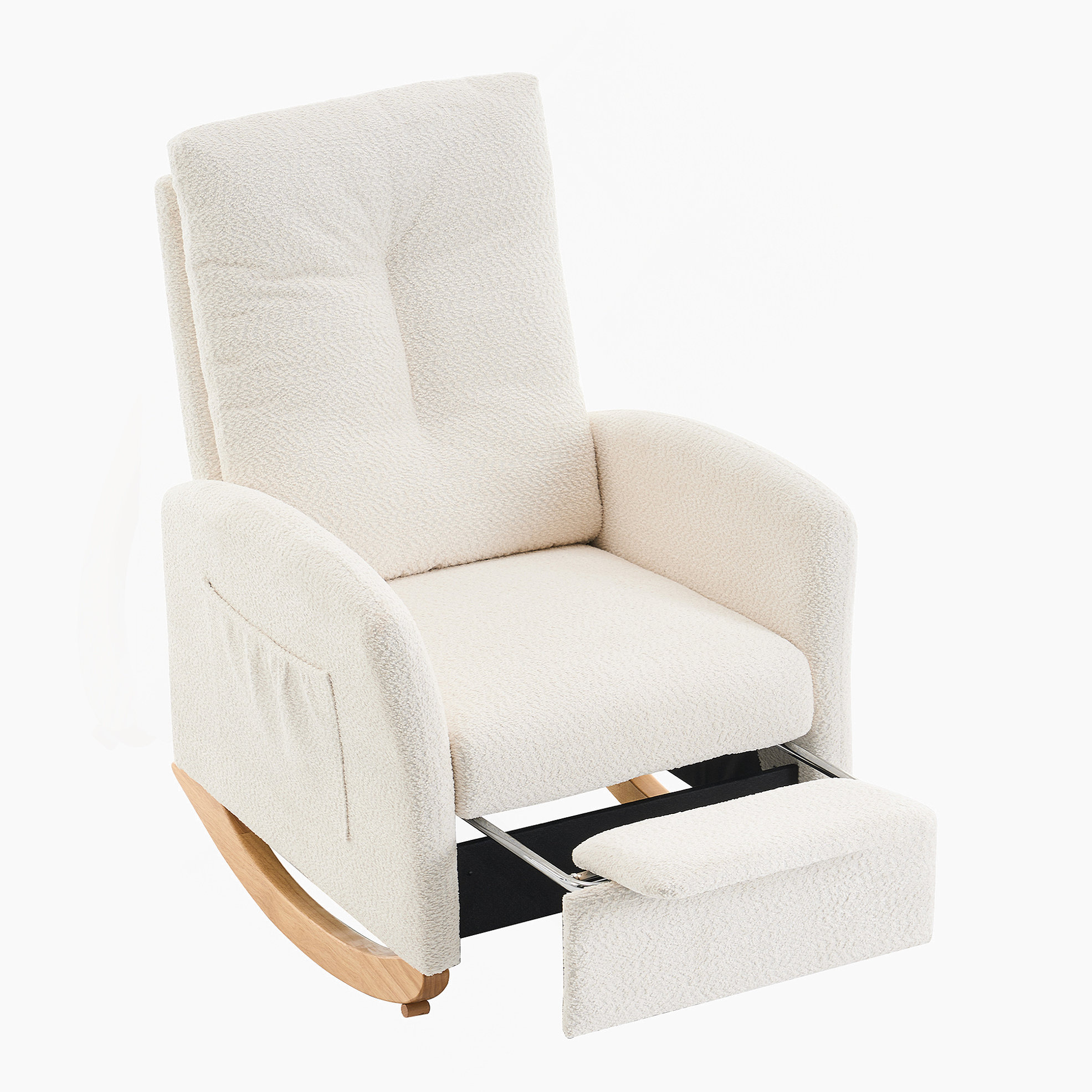 Latitude Run® Accent Rocking Chair with Footrest High Back Rubber Wood ...