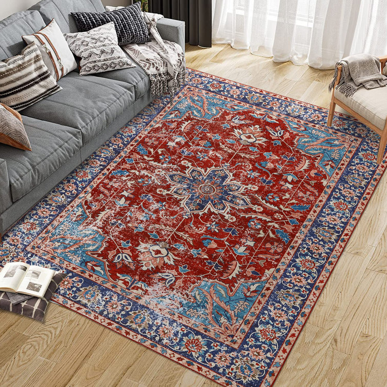 Bungalow Rose Sieracki Machine-Washable Area Rug with Non-Slip TPR ...