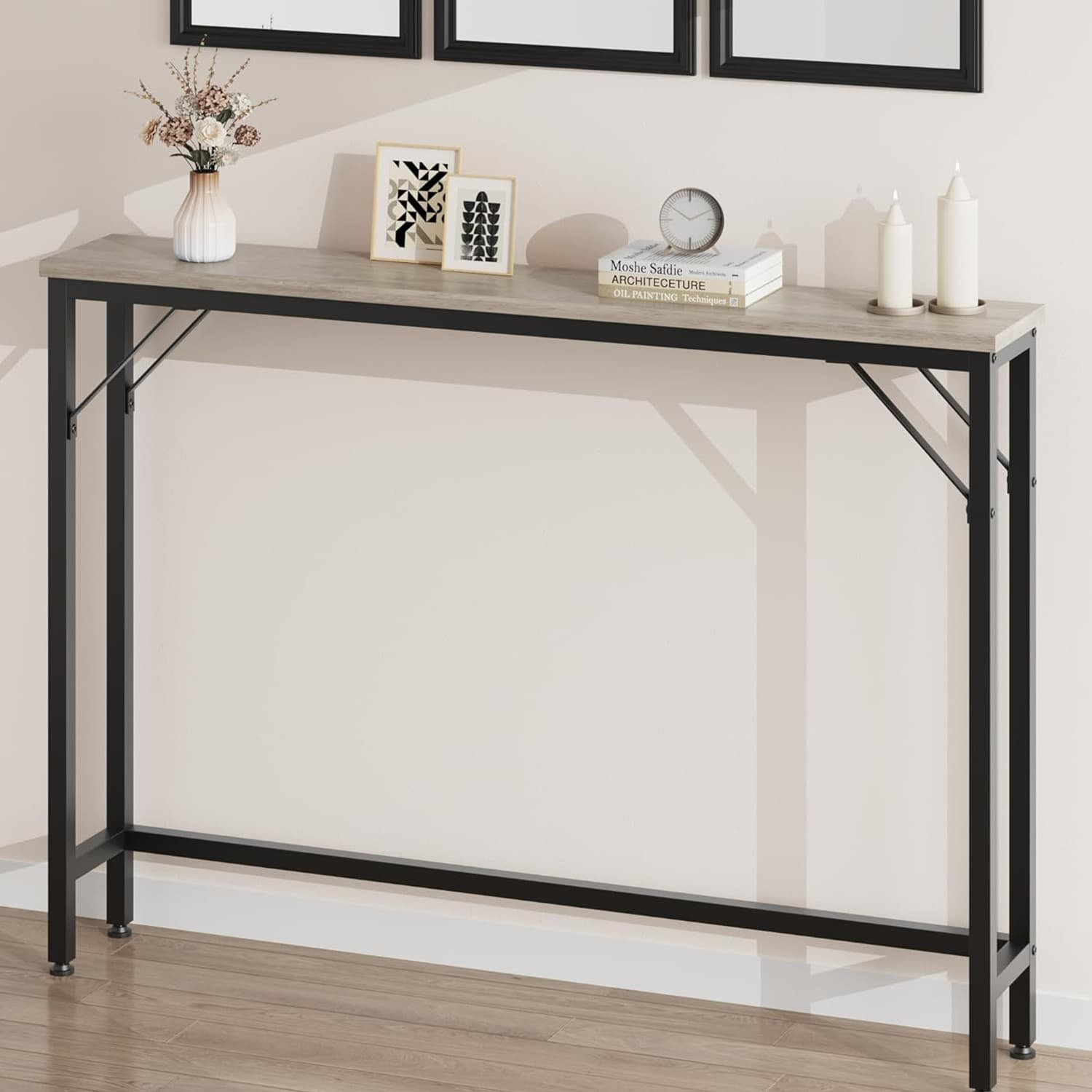 17 Stories Narrow Control Table, Slender Metal And MDF Sofa Table ...