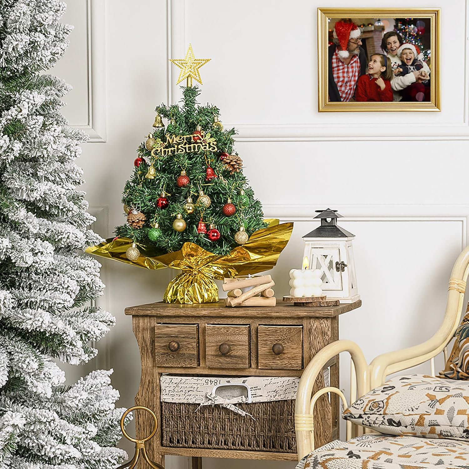 The Holiday Aisle® 20" Mini Christmas Tree Set Small Christmas Tree ...