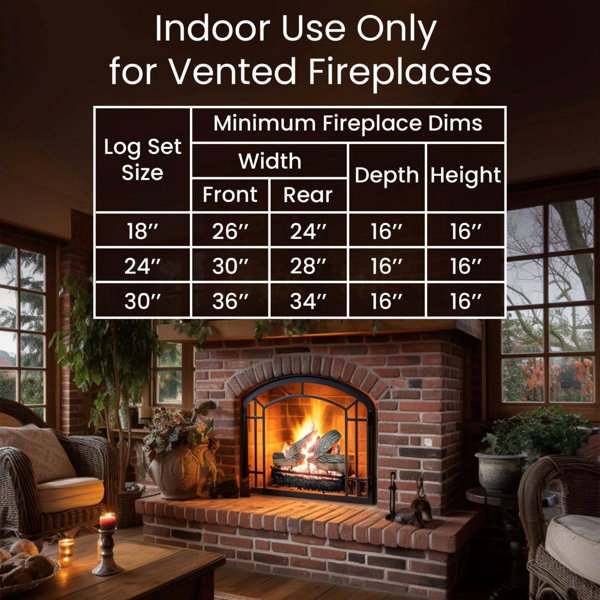 Loon Peak® Blazing Oak Premium Gas Logs For Vented Fireplaces, Natural ...