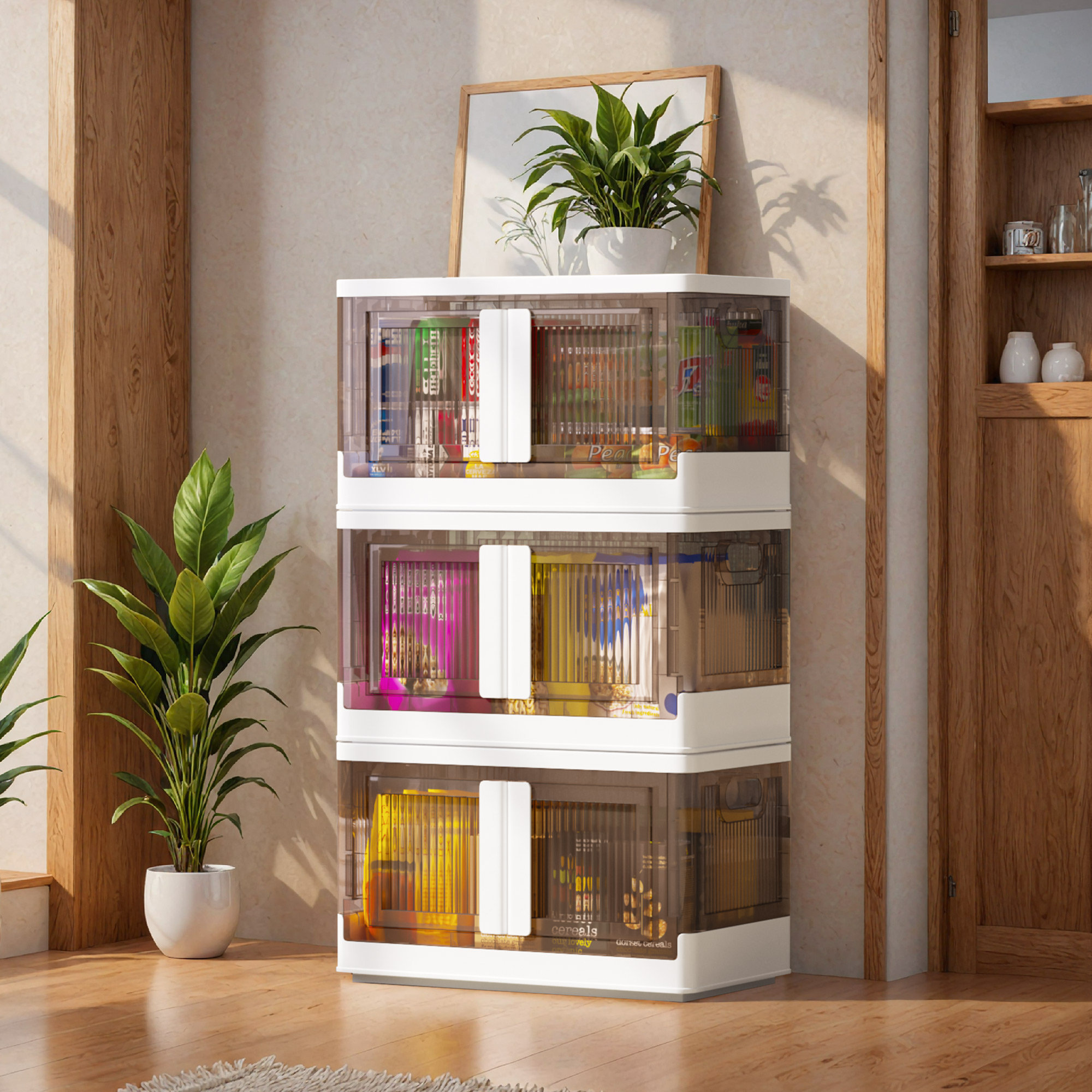 Rebrilliant 3-Pack Stackable Plastic Storage Containers, 8.4 Gal ...