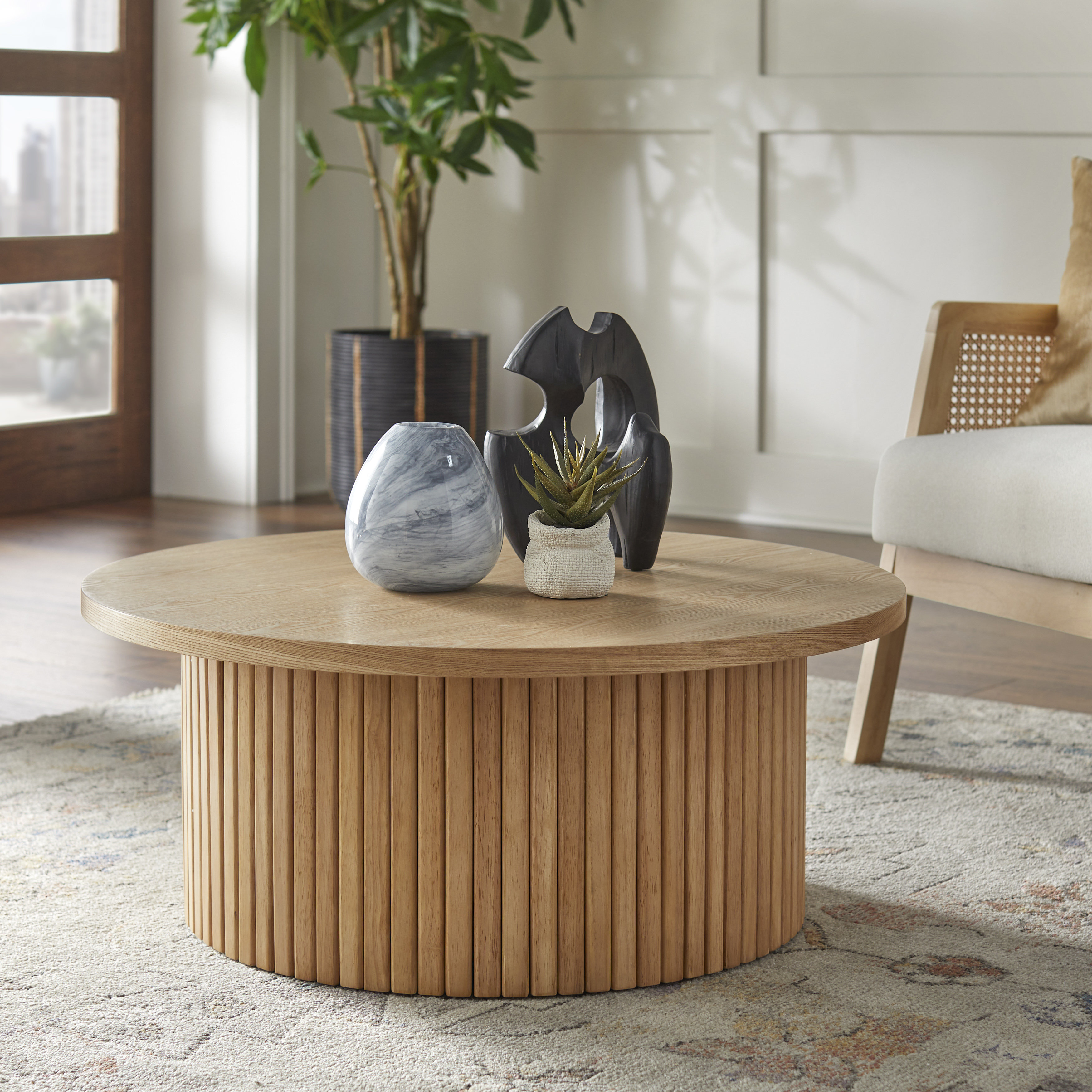 George Oliver Nechama Fluted Low Profile Coffee Table & Reviews | Wayfair