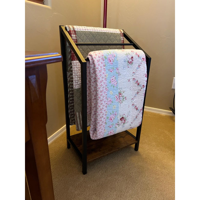 17 Stories Blanket Ladders,Industrial Black Quilt Rack Stand Free ...