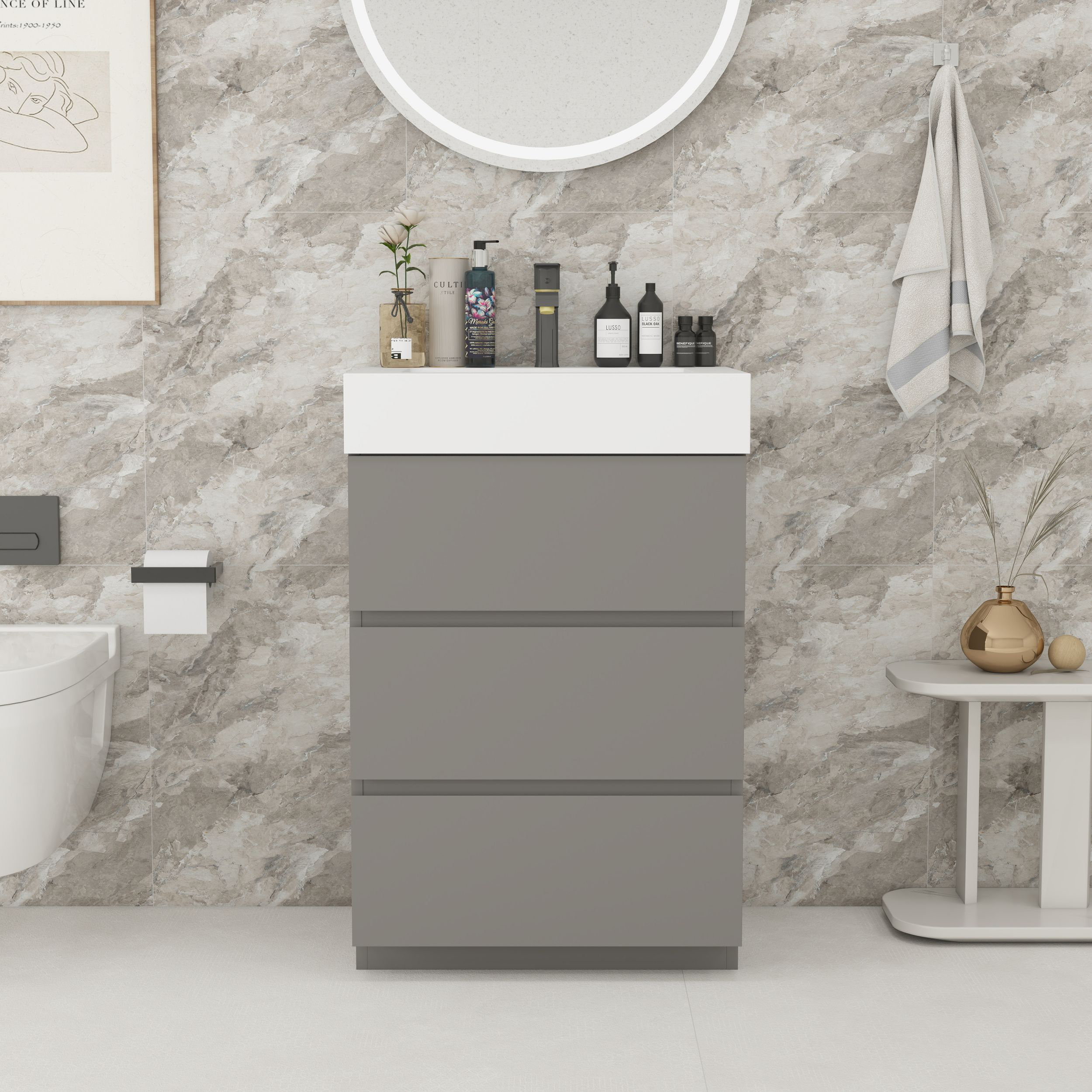 Ebern Designs Bathroom Vanity With Overhead Sink | Wayfair