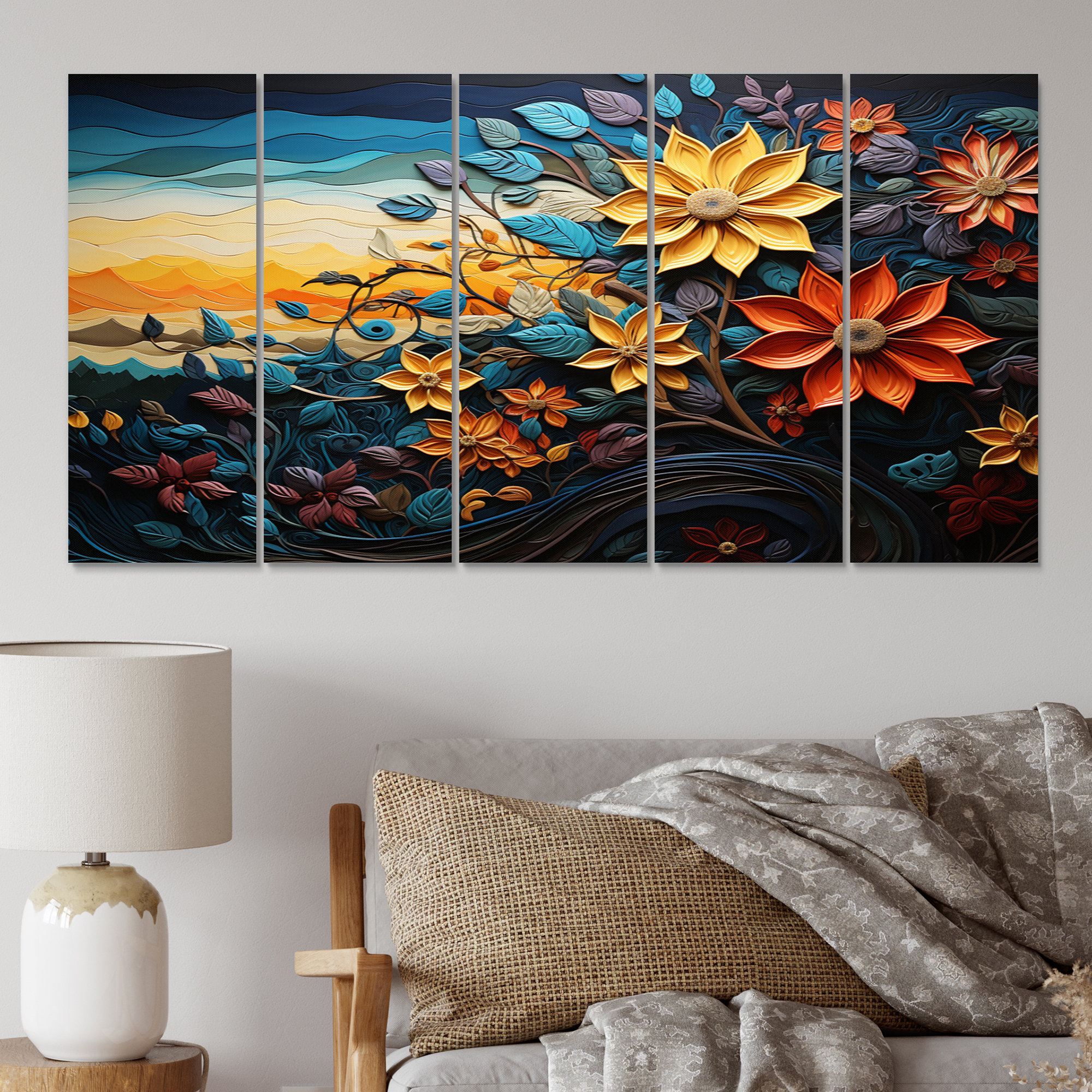 Design Art Sian Art Mandala Sky II - Asian Art Canvas Print - 5 Equal ...