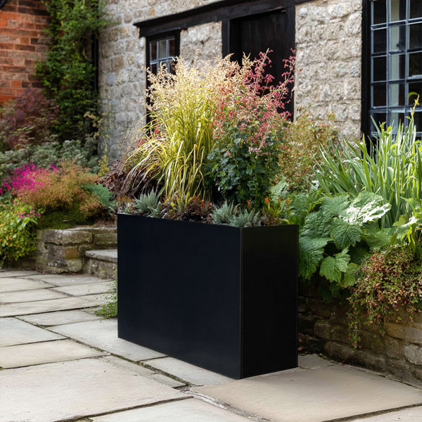 Ivy Bronx Galvanised Matte Black Trough Planter - 90cm X 82cm | Wayfair ...