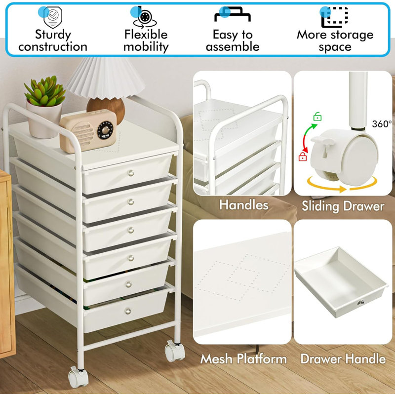 Rebrilliant 6-drawer Rolling Storage Cart | Wayfair
