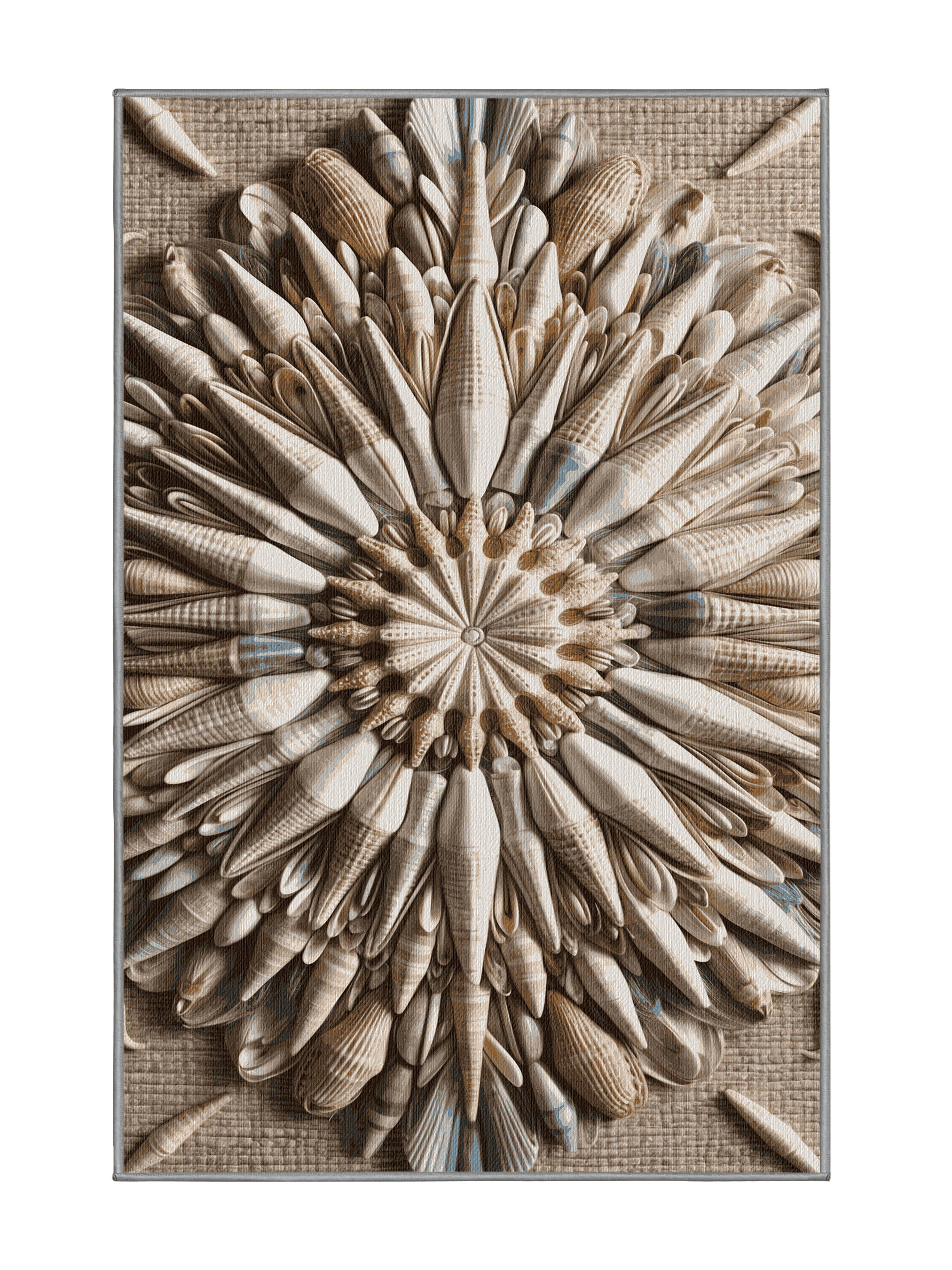 Hokku Designs Washable Shell Mandala Deluxe Coastal Area Rug | Wayfair