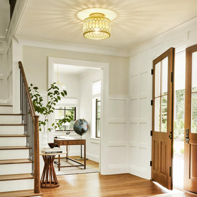 Mercer41 Crystal Ceiling Light Fixture, Modern Semi Flush Mount Ceiling ...