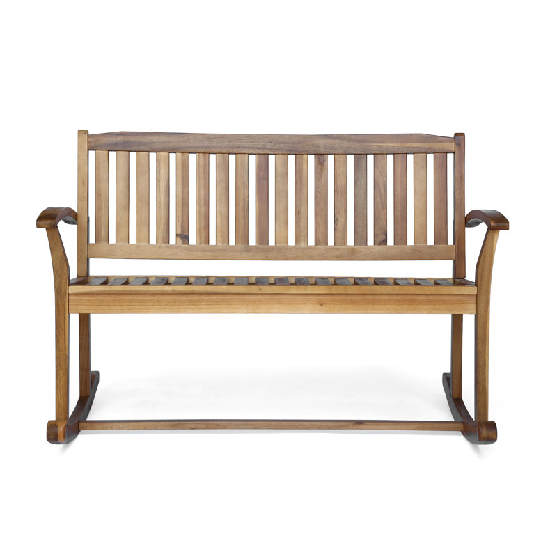 August Grove® Outdoor Candleick Rocking Solid Wood Bench & Reviews ...