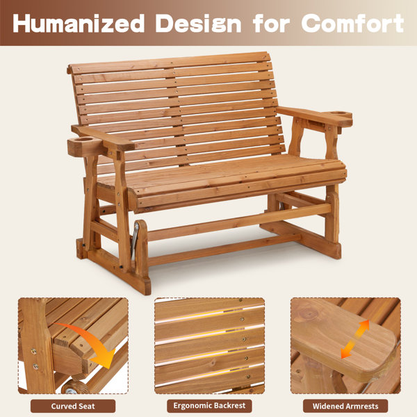 Millwood Pines Patio Wooden Glider Bench | Wayfair