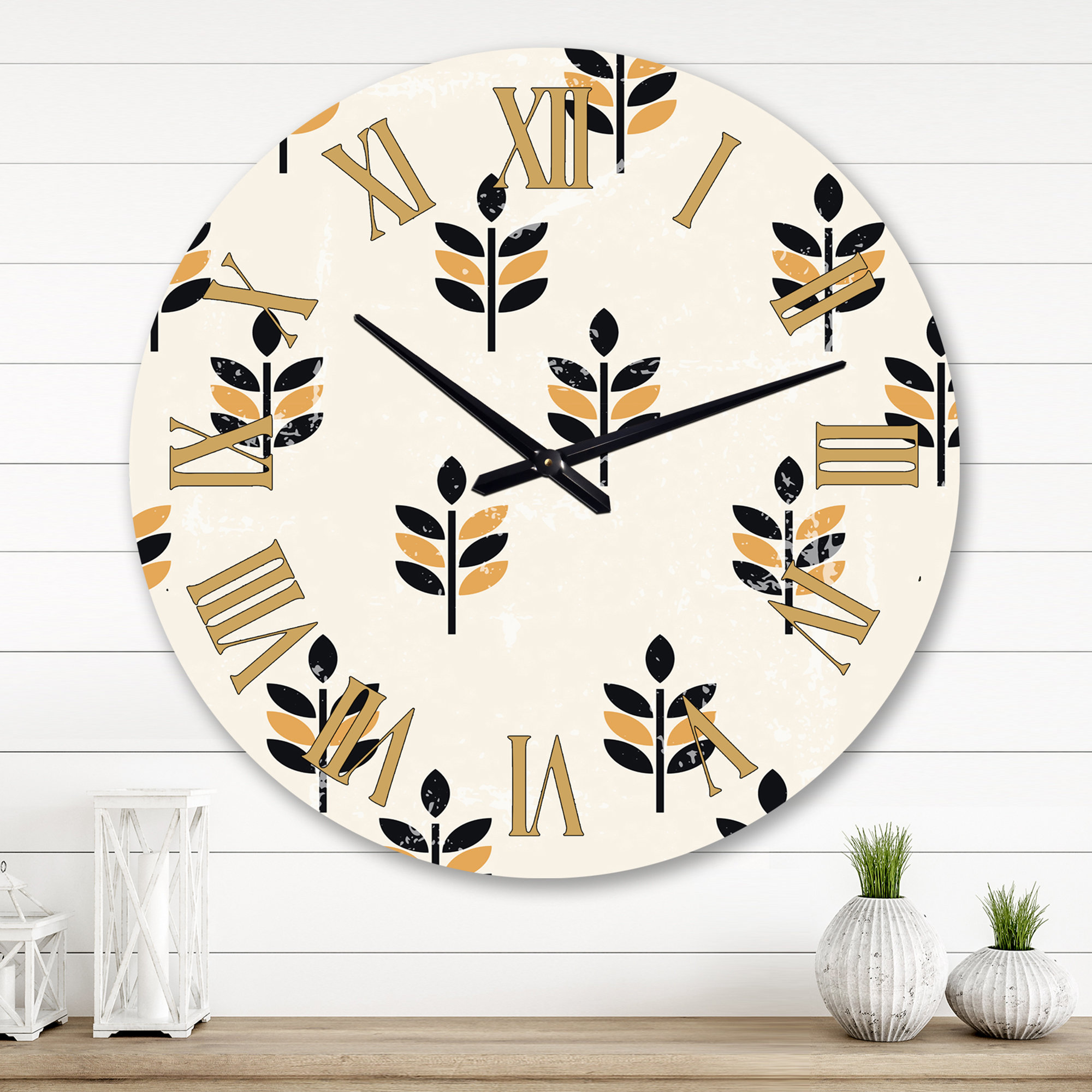East Urban Home Oversized Retro Harvest Elements I Wall Clock | Wayfair