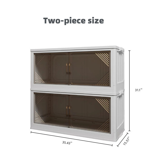 Latitude Run® Transparent Foldable Plastic Storage Cabinets - Stackable ...