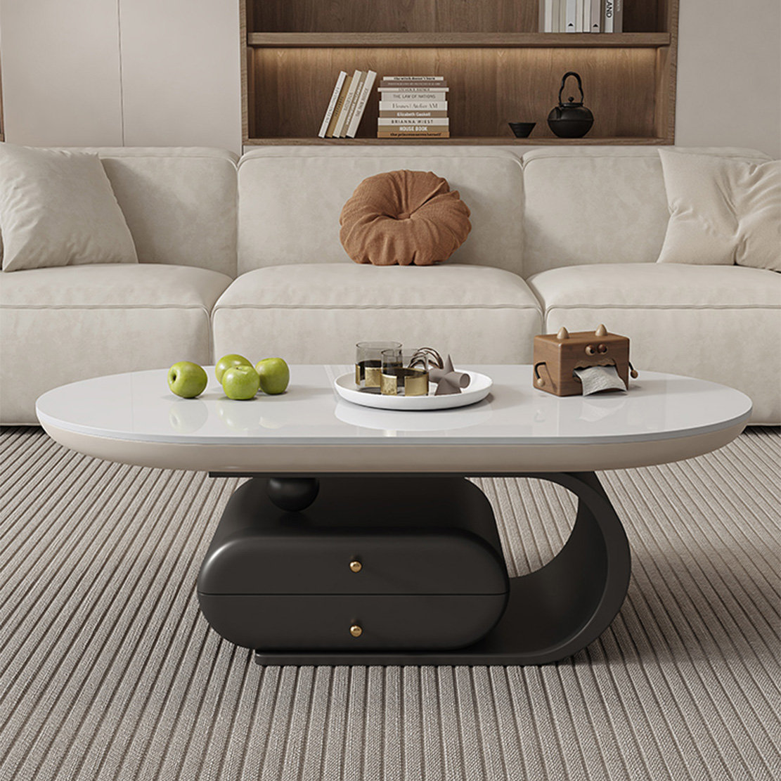 Orren Ellis Oval-shaped rock plate coffee table living room | Wayfair