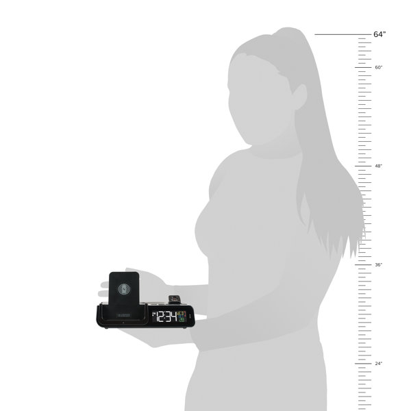 Ivy Bronx Digital Projection Electric Alarm with 10W Wireless Charger ...