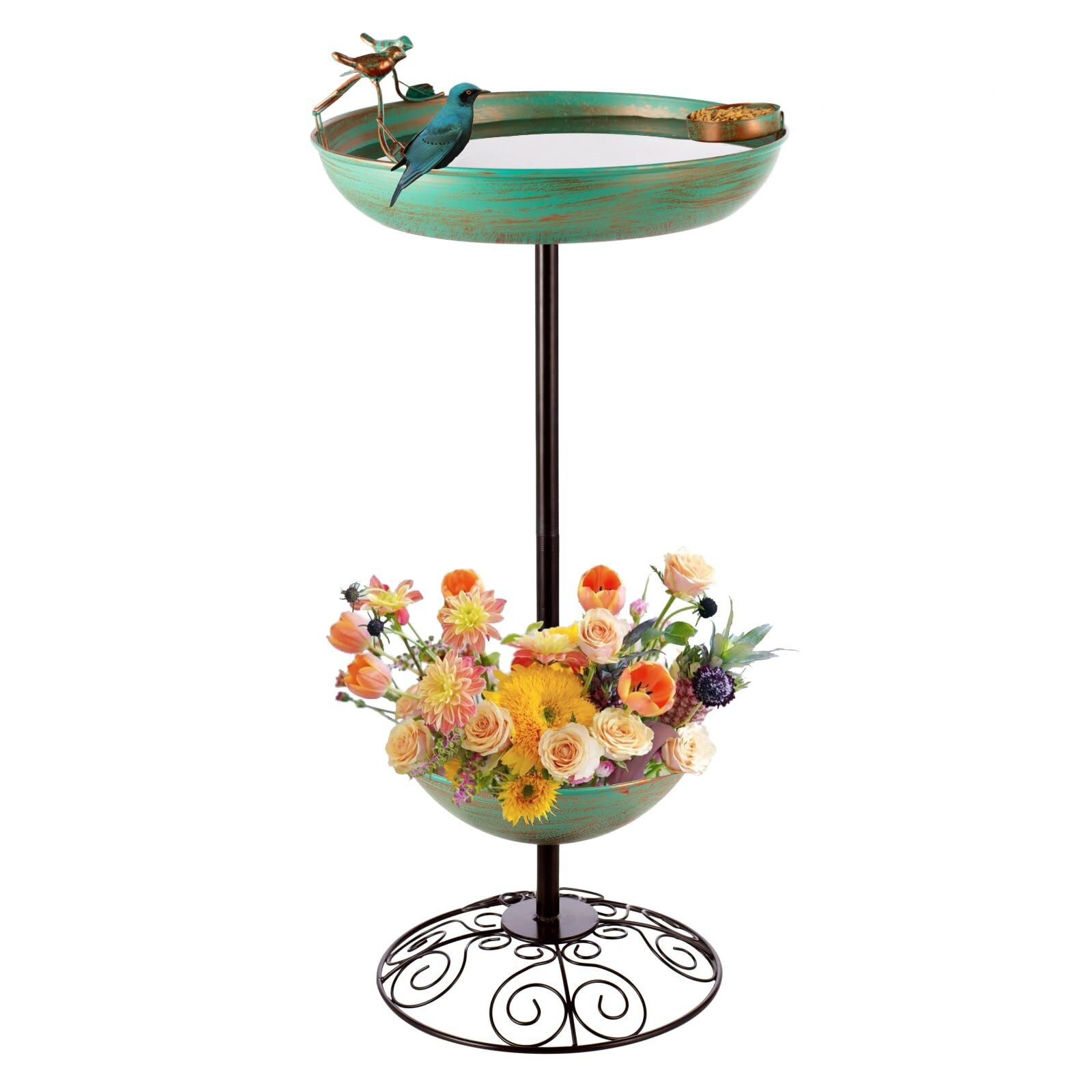 Darby Home Co Metal Bird Baths for Outdoors, Bird Bath with Flower ...