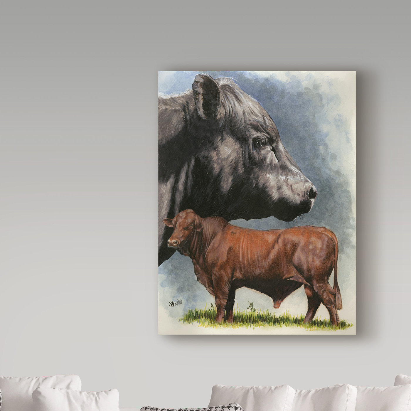 Trademark Fine Art 'Angus Cattle' Oil Painting Print on Wrapped Canvas ...