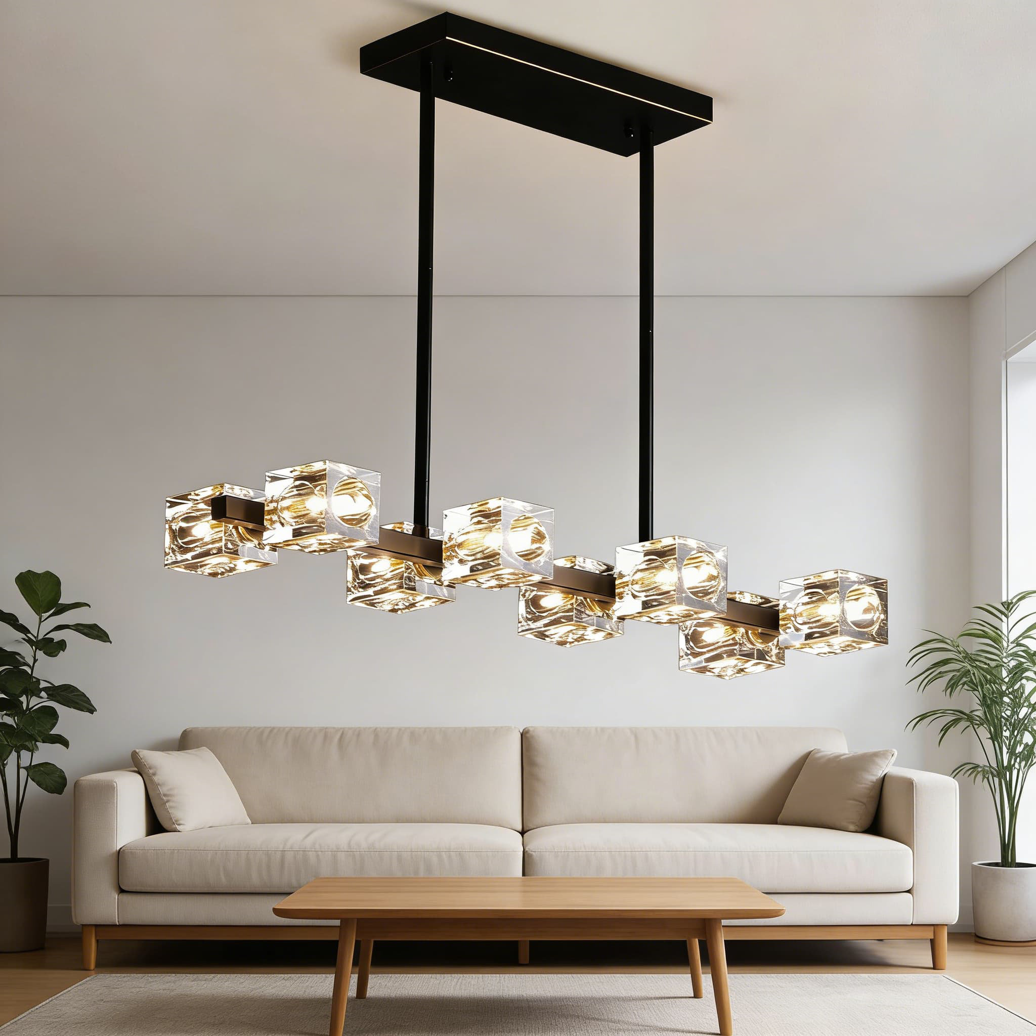 Everly Quinn Modern Crystal Chandelier With Adjustable Height, 8-Light ...