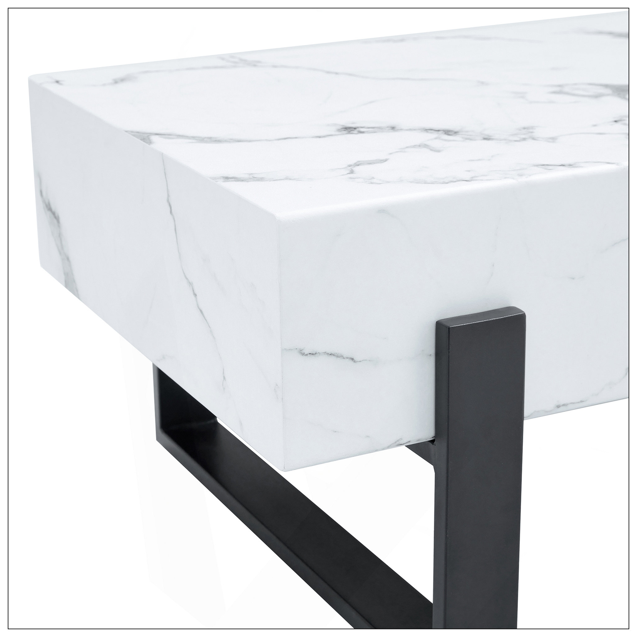 Wrought Studio™ 47.2"X23.6" White Marble Texture Sticker MDF Coffee ...