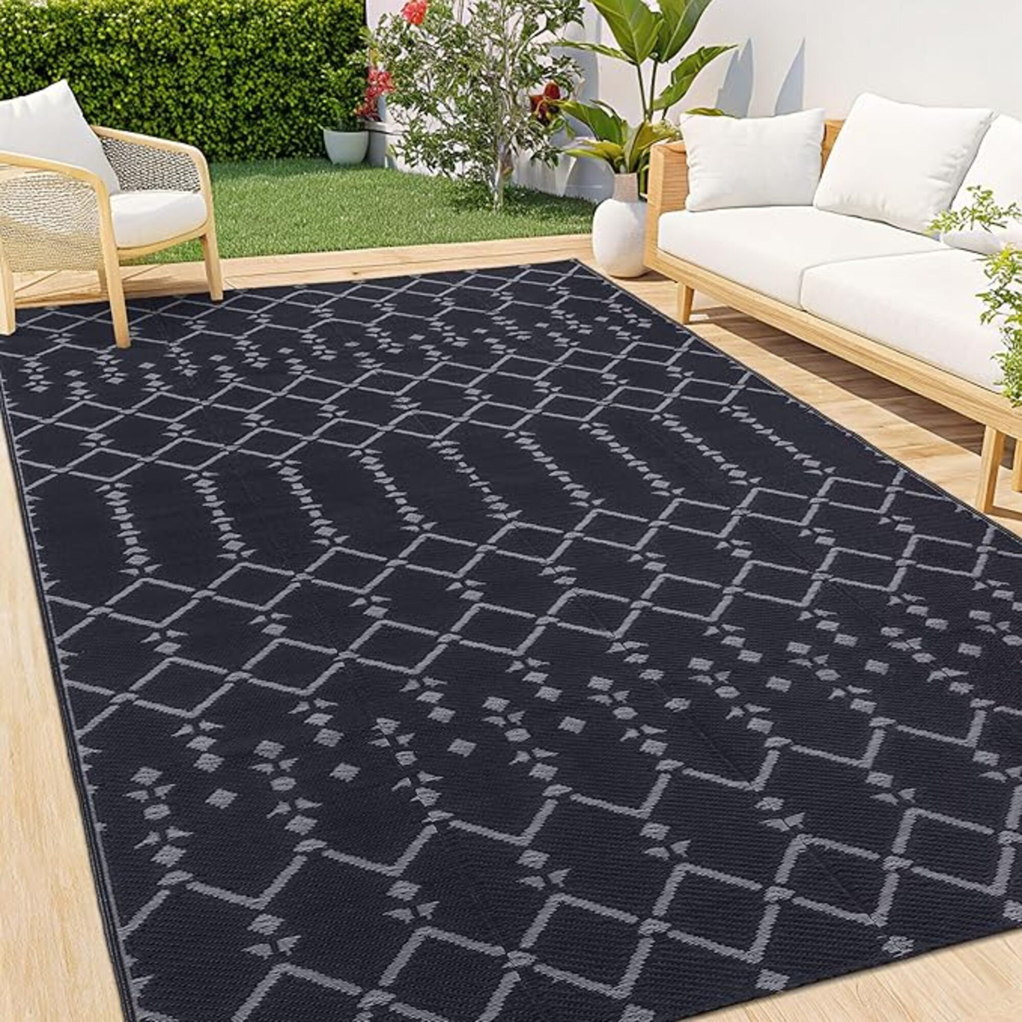 Union Rustic Outdoor Rug 5X8 Ft, Waterproof Reversible Plastic Straw ...