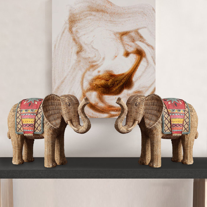 Bungalow Rose Moncalieri 7-Inch Resin Elephant Statue, Symbol of Good ...