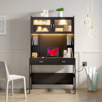 Latitude Run® Shona 40'' W Rectangle Computer Desk with Hutch and ...