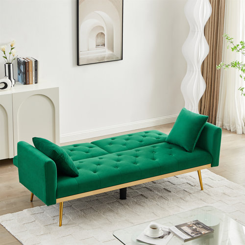 Mercer41 Kryssa Twin 70.7'' Upholstered Tufted Back Convertible Sofa ...