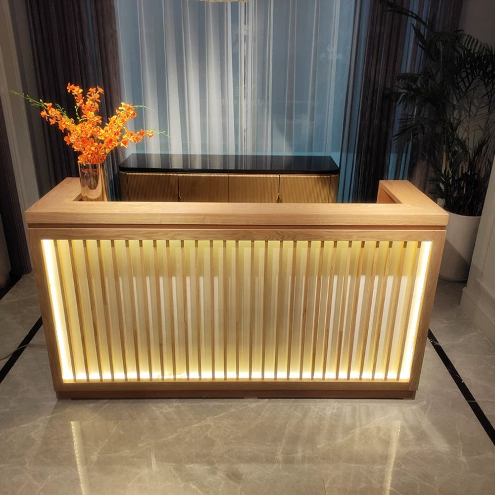 Ivy Bronx Vintage Front Desk or Cashier Counter with Lockable Storage ...