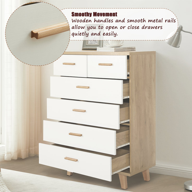 Corrigan Studio® Wooden Drawer Dresser, 6-drawers Storage Cabinet, With ...