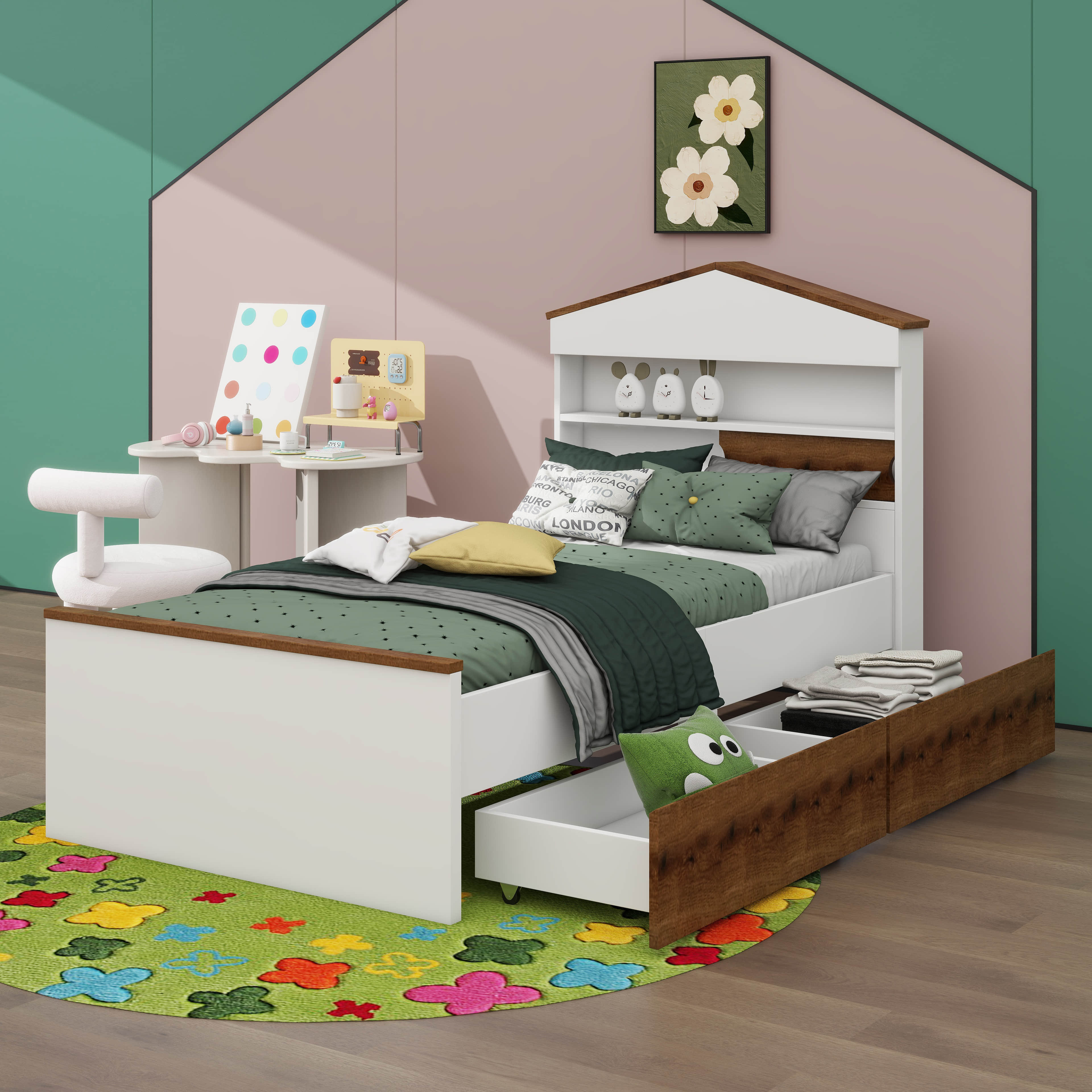 Gemma Violet A Twin-Sized Wooden Bed Designed In The Shape Of A House ...