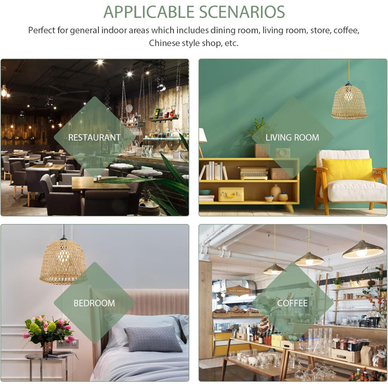 Dakota Fields Handmade Bamboo Woven Rattan Lamp Shade, 21Cm Natural ...