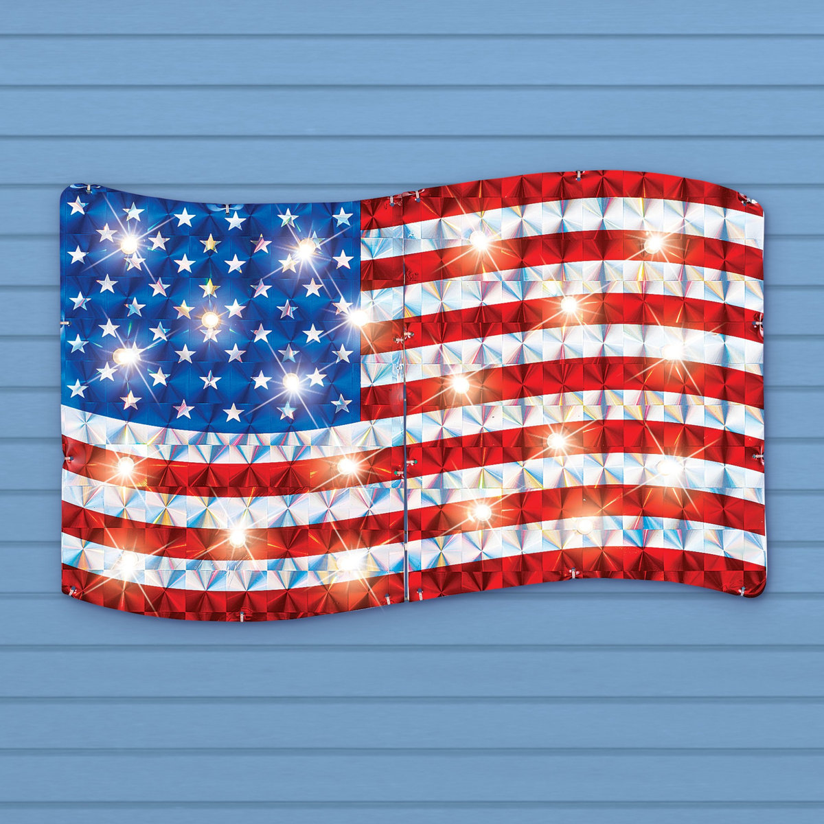 Latitude Run® Patriotic Lighted American Flag Decoration with Metal ...