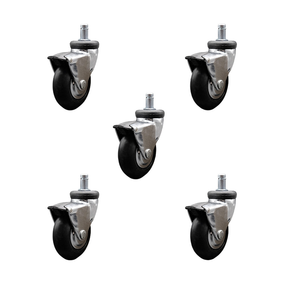 Service Caster Hooded Neoprene Rubber Ring Stem Casters with Brakes ...