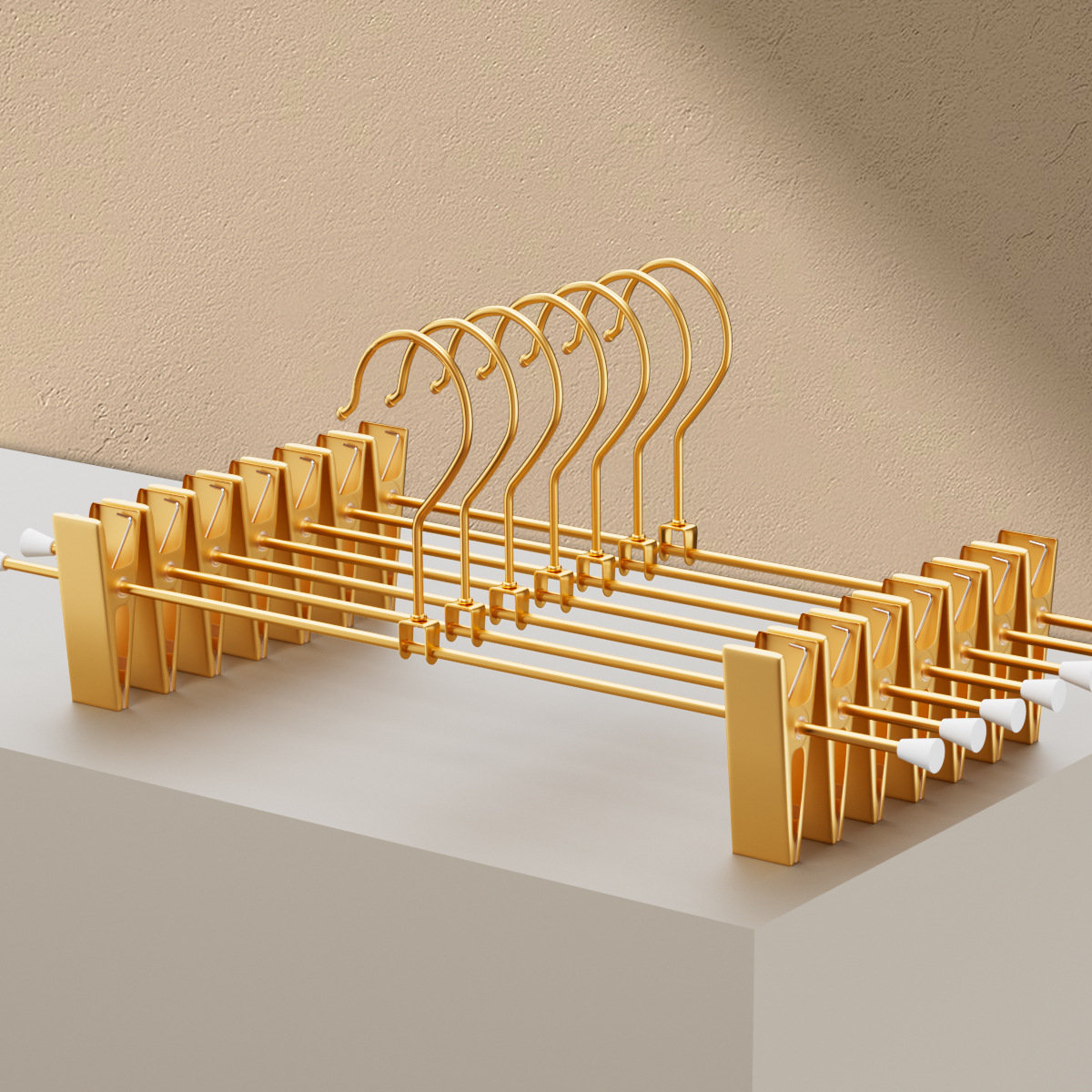 Rebrilliant Shiny Gold 12-Inch Metal Pants Skirt Hangers, Sturdy For ...