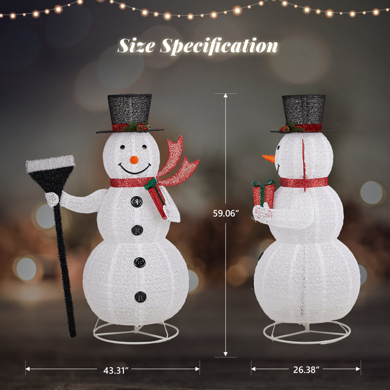 The Holiday Aisle® 5ft Lighted Collasipble Snowman Christmas Yard ...