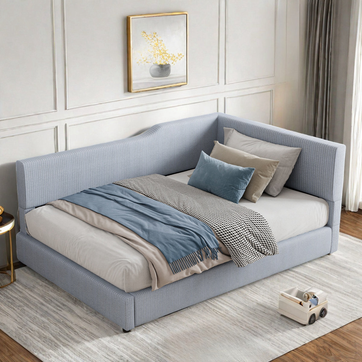 Velvetvanguards Daybed L-shaped Corduroy Daybed With Sturdy ...