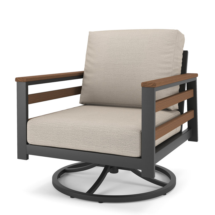 Birch Lane™ Townsend Metal Outdoor Swivel Rocking Chair with Sunbrella ...