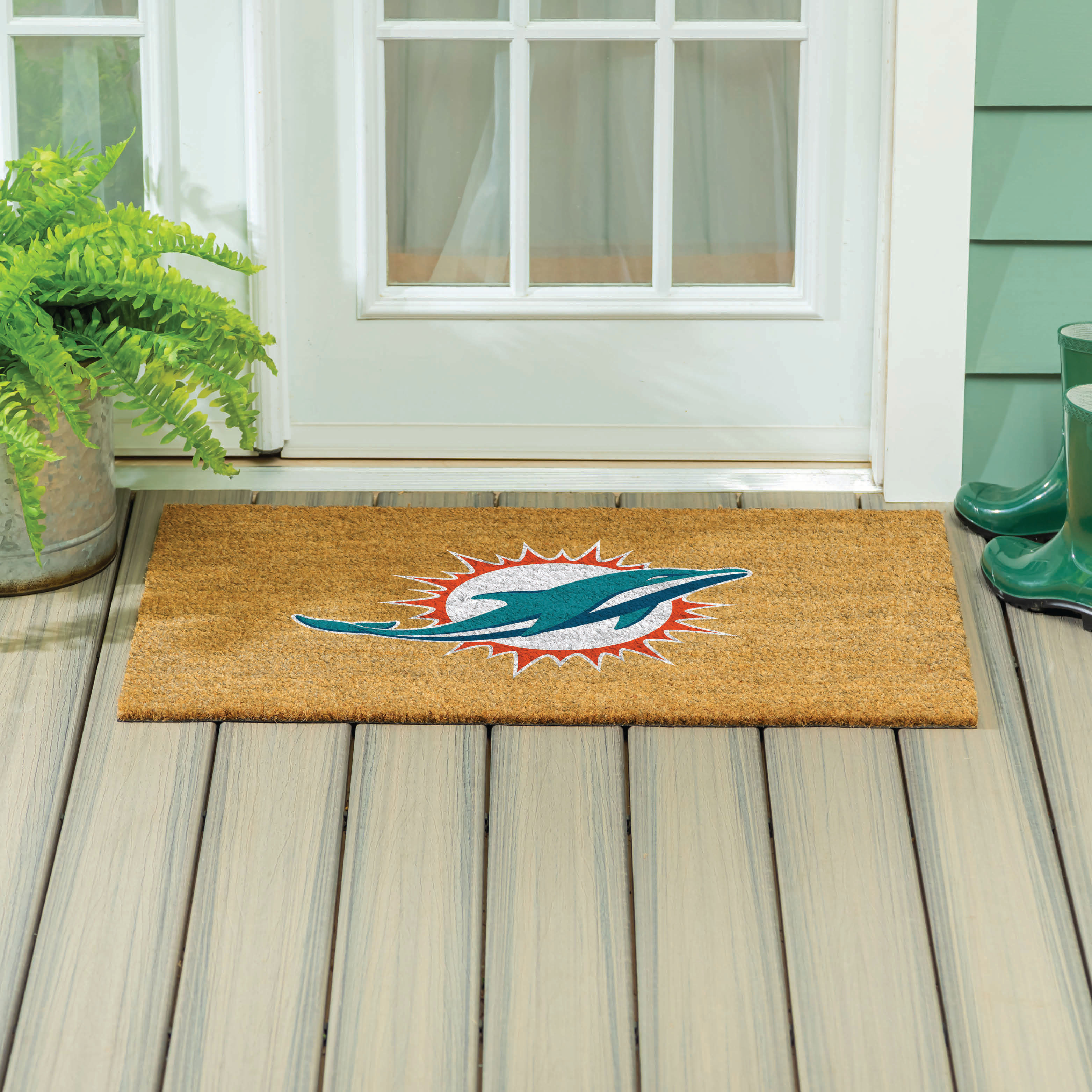 Ophelia & Co. Miami Dolphins Large Full Color Coir Mat, 36"x24" | Wayfair