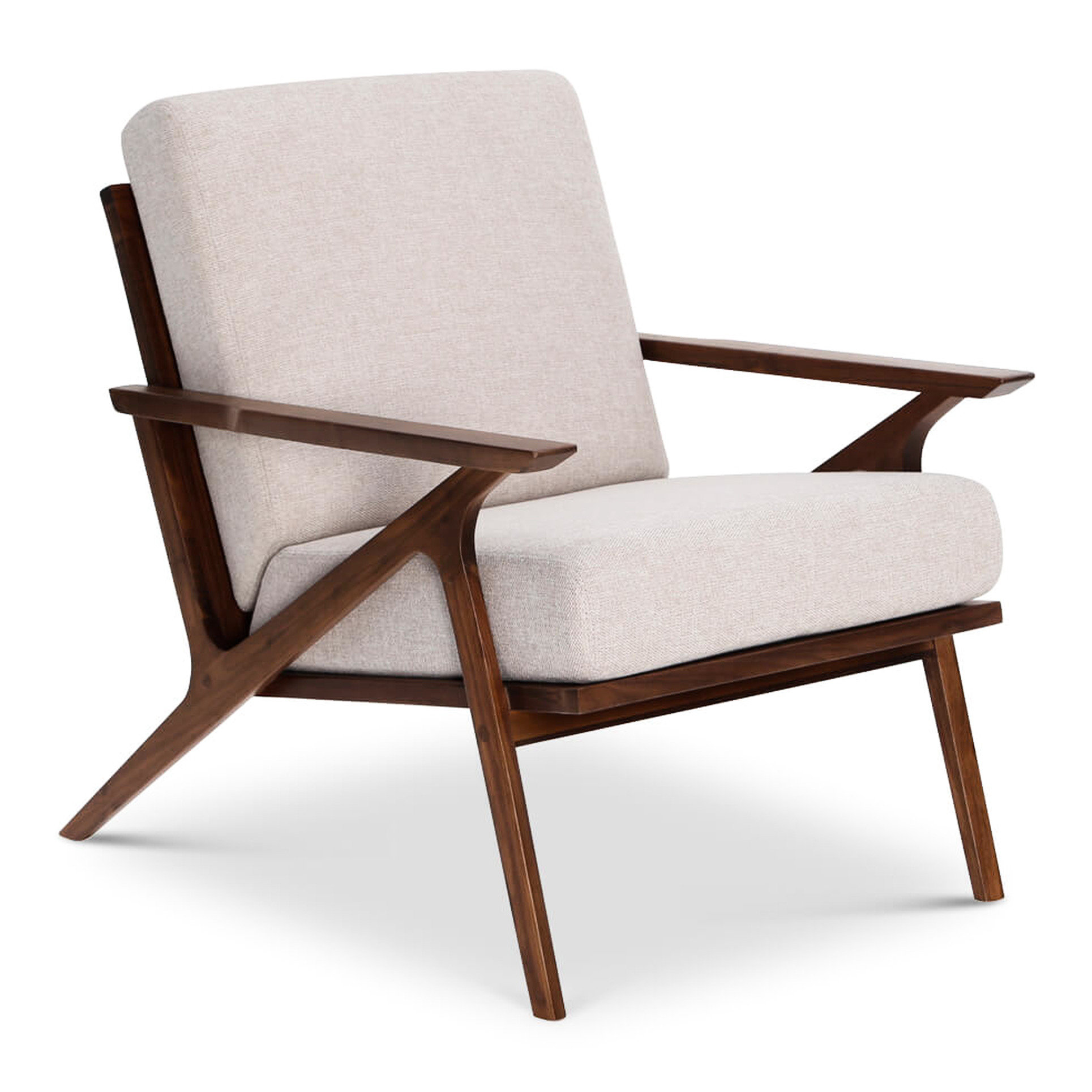 Hokku Designs Modern Accent Chair Of Sand Color, Solid Walnut Wood ...