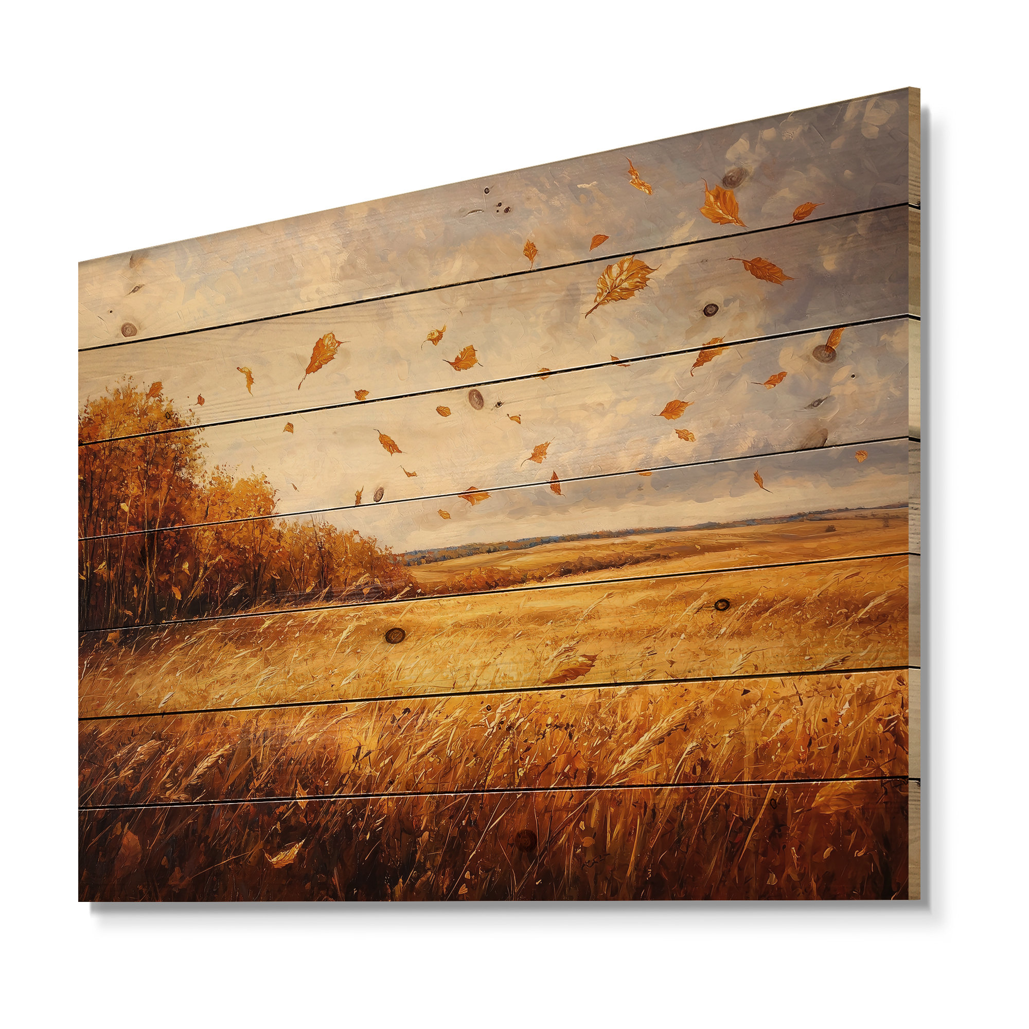 Ophelia & Co. Autumn Windy Prairie Leaves I - Leaves Wood Wall Art - On ...