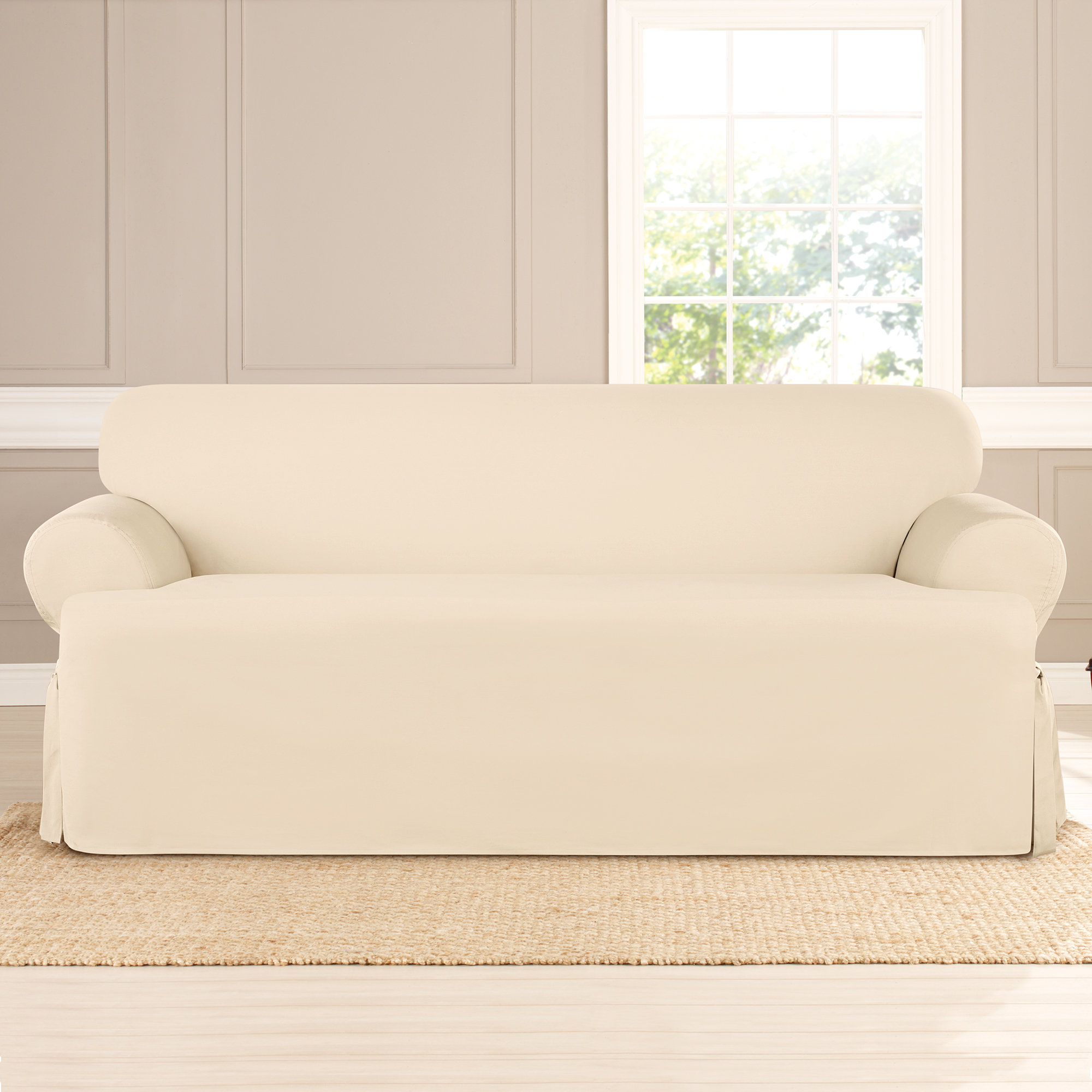 Sure Fit Cotton T-Cushion Sofa Slipcover & Reviews - Wayfair Canada