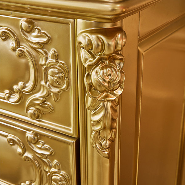 Romero European Champagne Gold Solid Wood Cabinet Solid Wood Accent ...