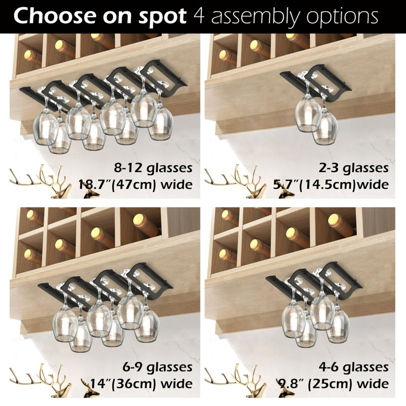 Rebrilliant Under Cabinet Wine Glass Holder Rack | Wayfair